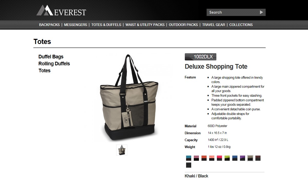 EA927CH-51｜419x356x178mm トートバッグのページ